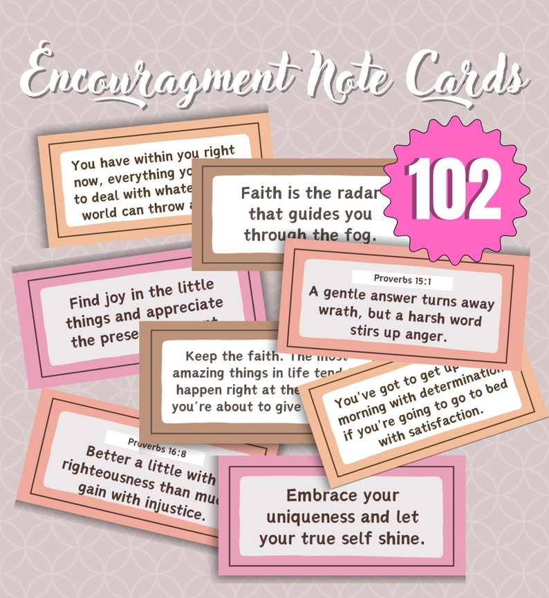 Printable Notes of Encouragement, Affirmation Notes, Inspirational ...
