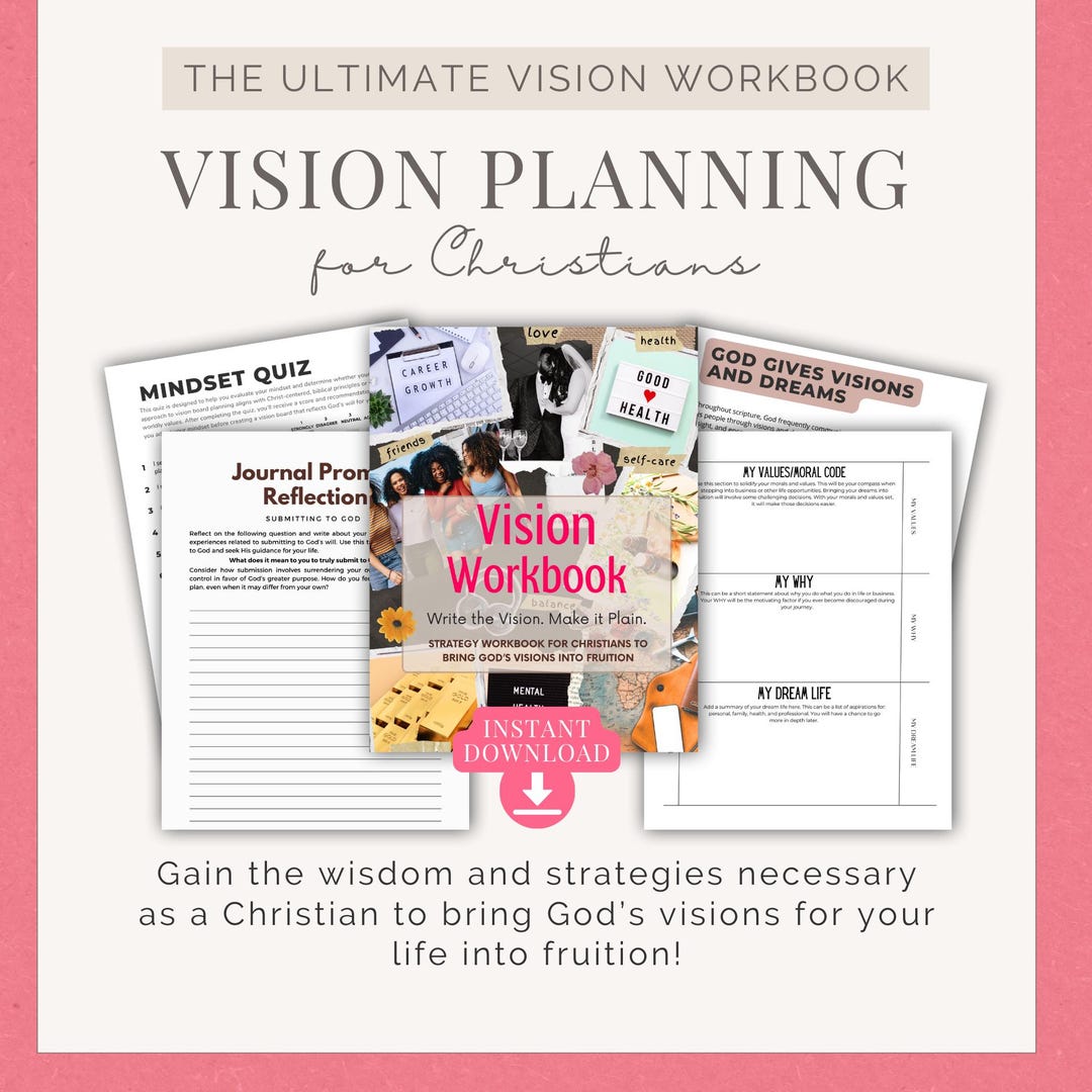 Vision Board Questions for Women, Christian Vision Board Workbook ...