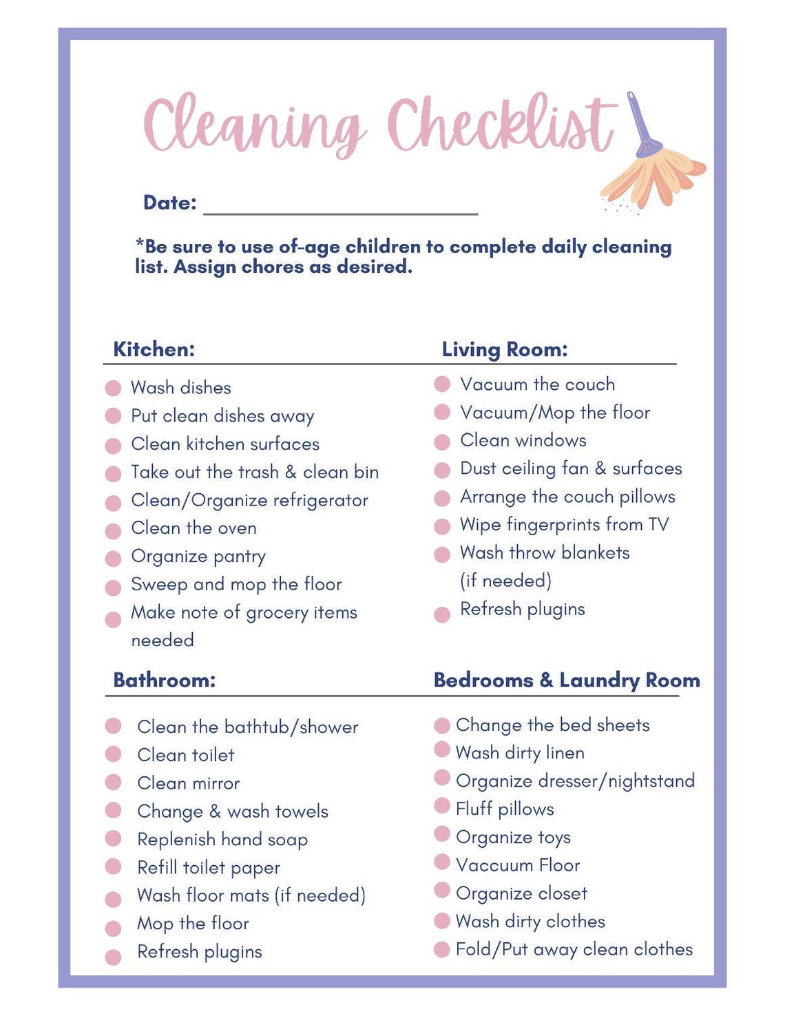 Mom Checklist Work From Home Mom Planner Canva Stay at Home Mom Planner ...