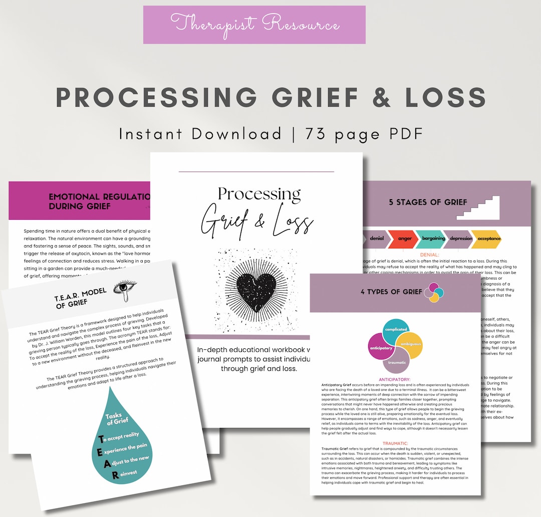 Grief Journal, Grief and Loss Worksheets, Grief Therapy Worksheets Grief Journal Prompts, Grief ...