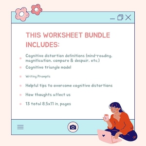 Thought Challenging Cognitive Distortions Worksheets, CBT Cognitive ...