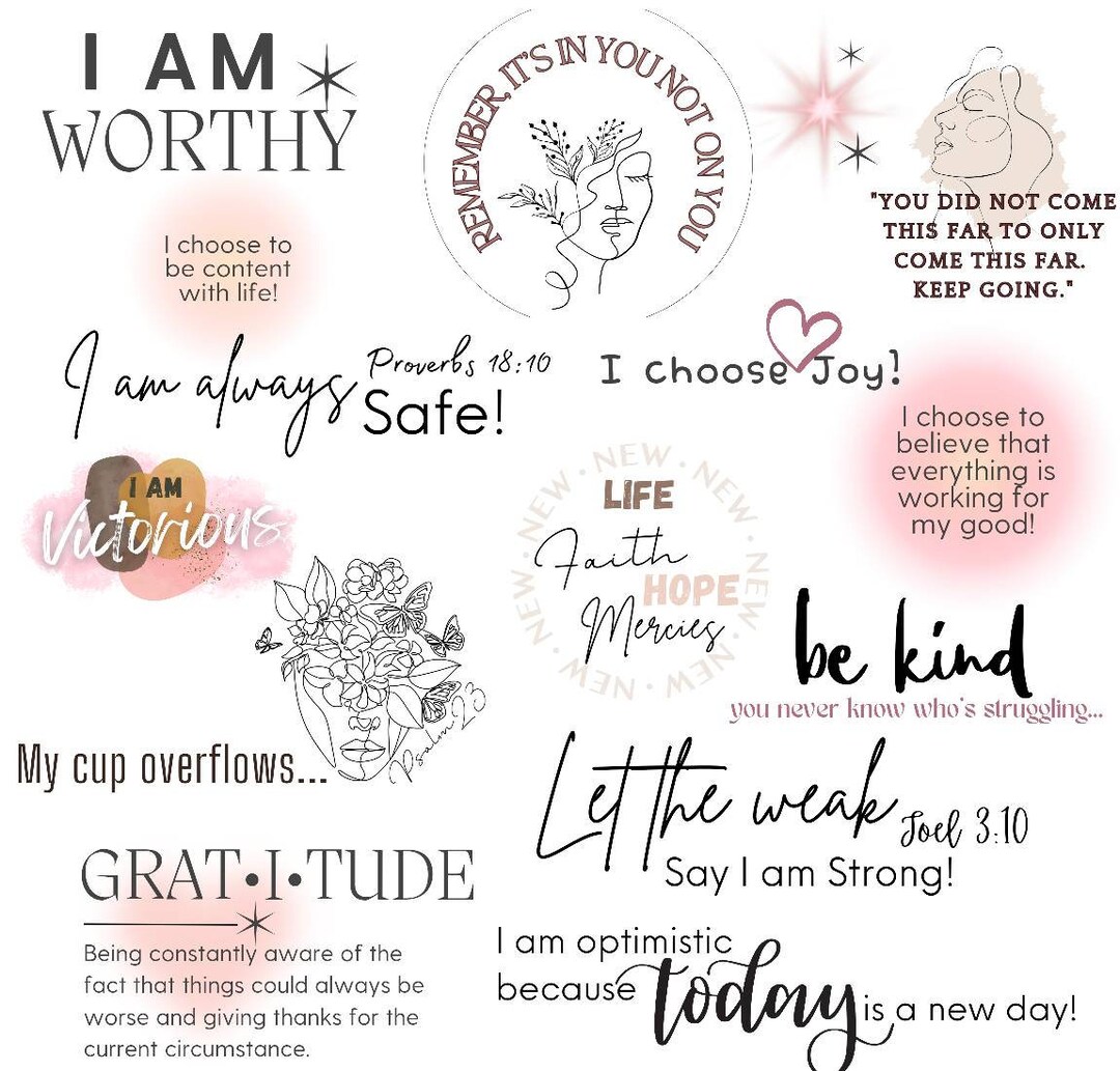 Daily Affirmation Stickers, Quotes Stickers, Digital Planner Stickers ...