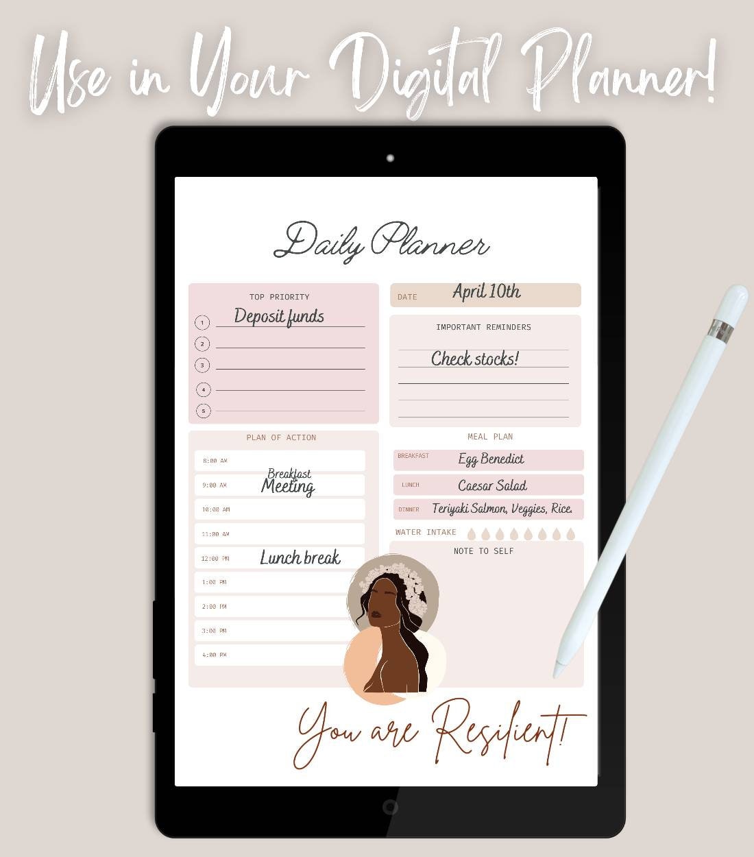 Black Women Self Care Digital Planner Stickers, Realistic Moodboard ...