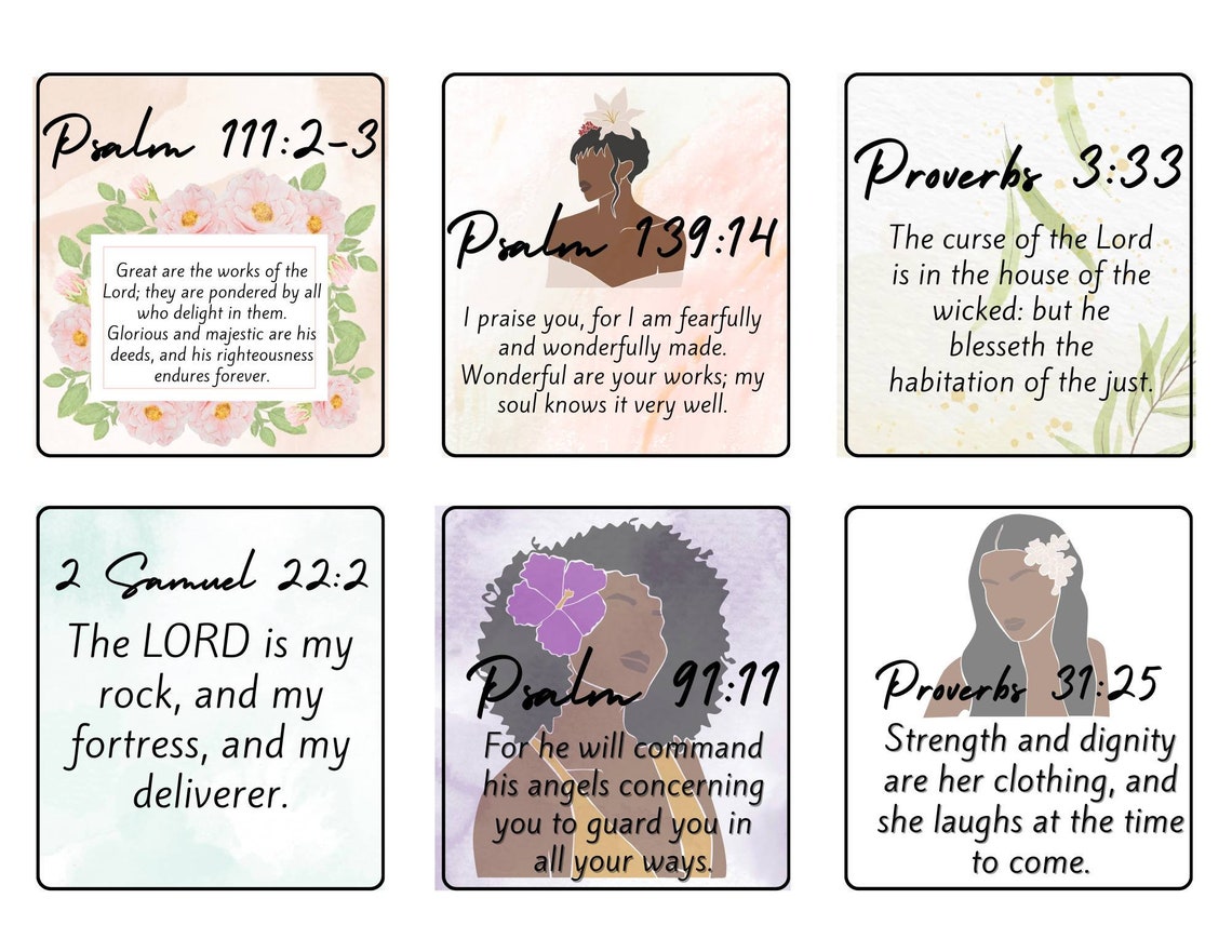 Bible Affirmation Cards, Bible Verse Printable Cards Digital Download ...