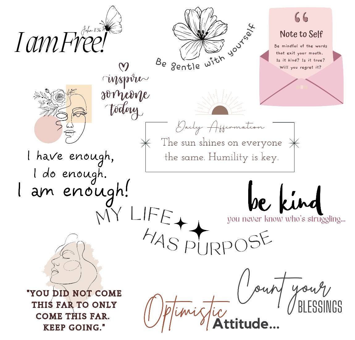 Daily Affirmation Stickers Quotes Stickers Digital Planner - Etsy