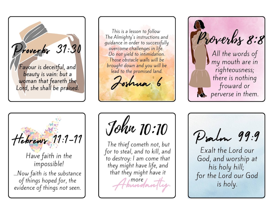 Bible Affirmation Cards, Bible Verse Printable Cards Digital Download ...