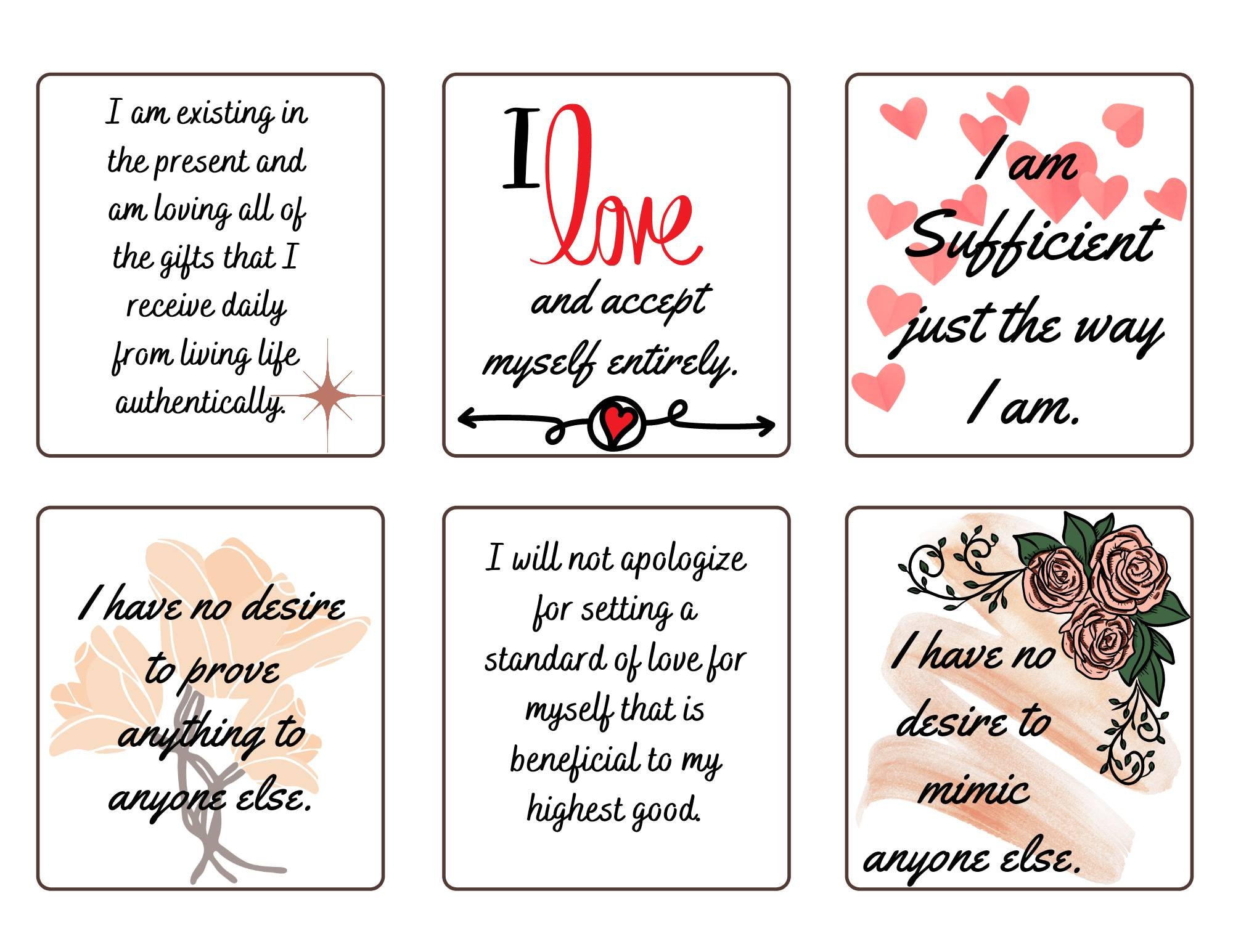 Affirmation Self Love Cards Self Care and Self Love Printable - Etsy