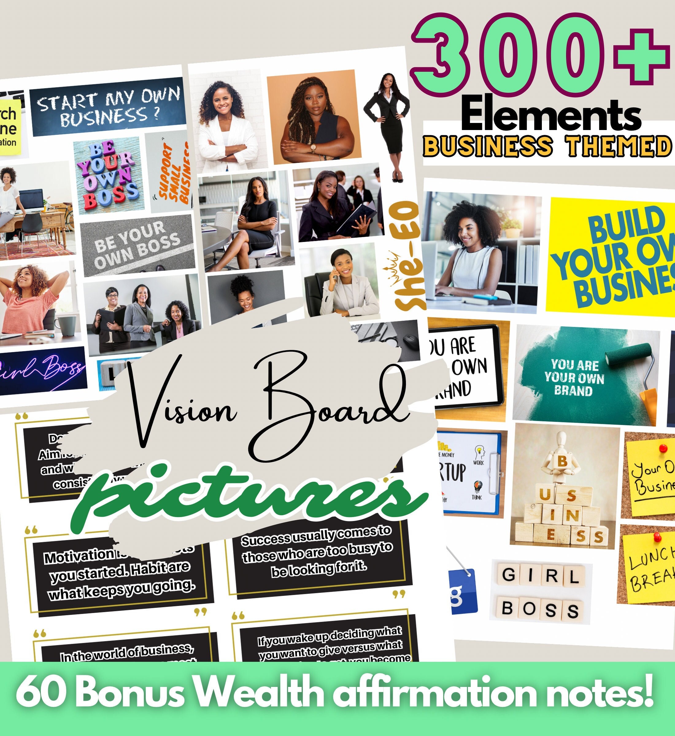 Black Woman Vision Board Printable, Money Business Entrepreneur 2024 ...