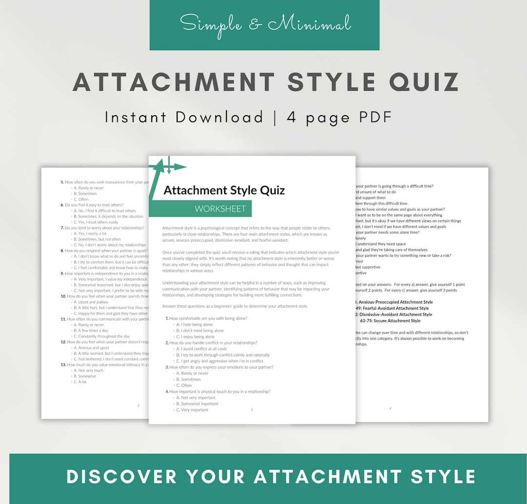 Attachment Style Quiz Pdf, Attachment Style Questionnaire Attachment ...
