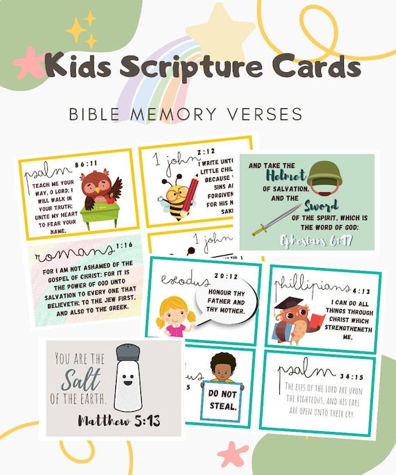 Kids Scripture Flashcards Printable Kids Bible Cards Kids - Etsy