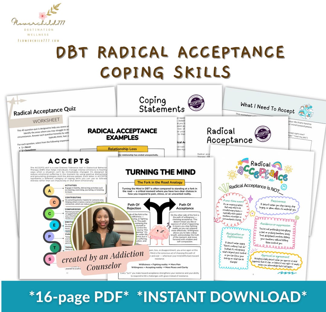 Radical Acceptance DBT Skills Worksheets | 16-page Turning the Mind ...