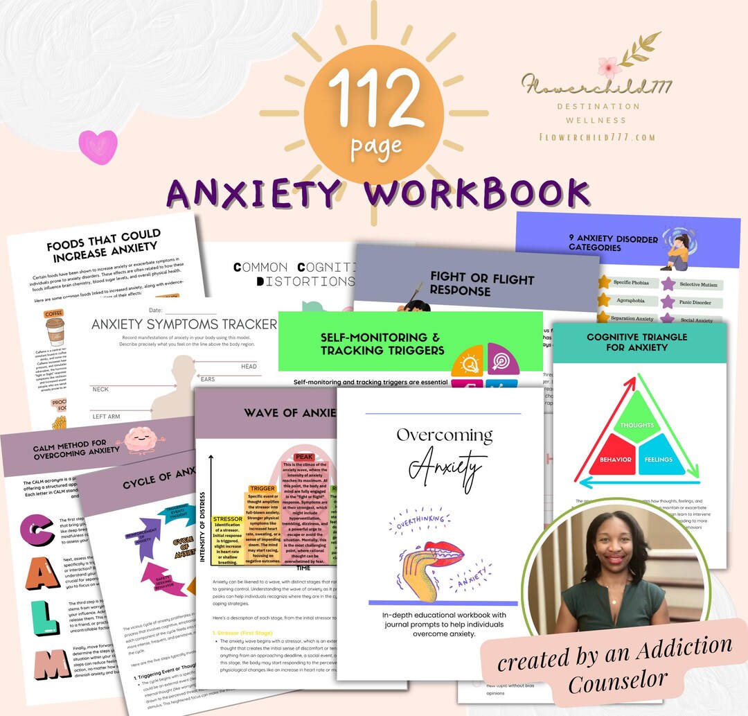 Anxiety Workbook CBT Triangle, Anxiety Worksheets, Anxiety Journal With ...