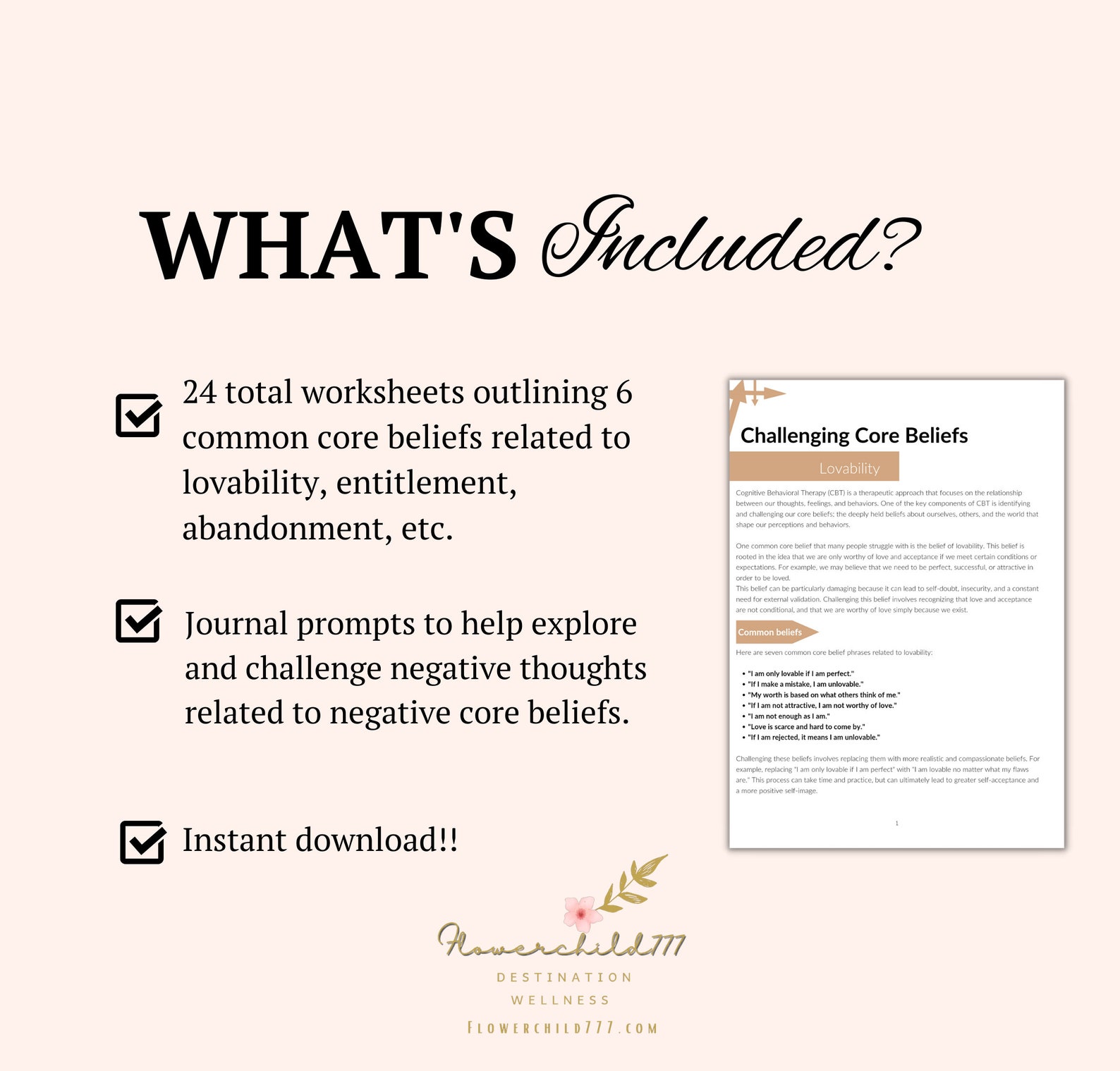 Printable Core Beliefs Worksheet Pdf CBT List of Core Beliefs Cbt Pdf ...