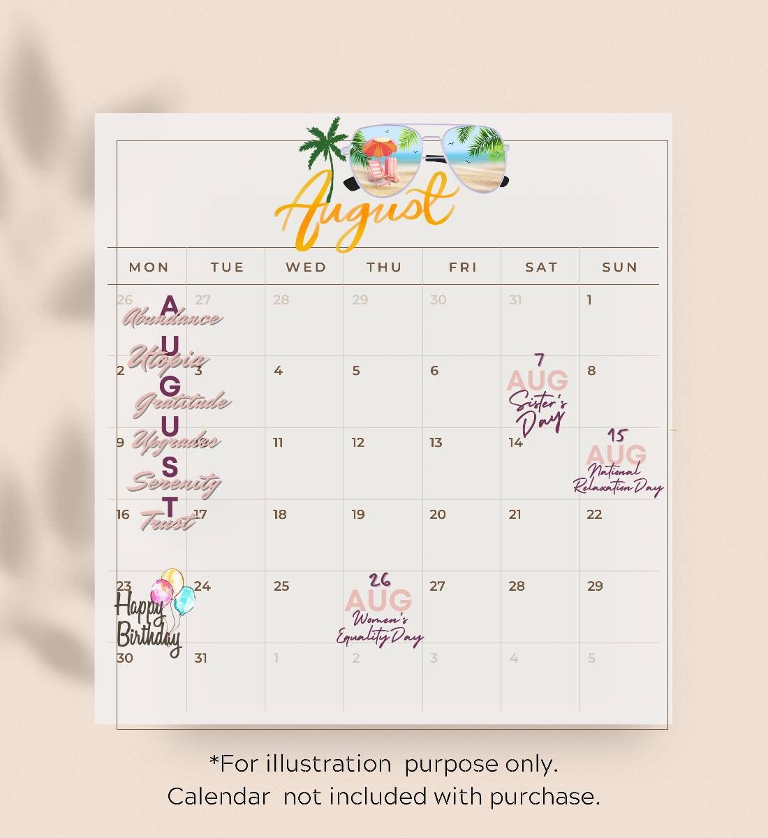 August Digital Stickers Summer Digital Planner Stickers Leo - Etsy