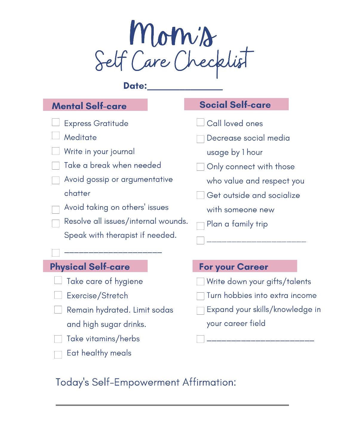 Mom Checklist Work From Home Mom Planner Canva Stay at Home Mom Planner ...