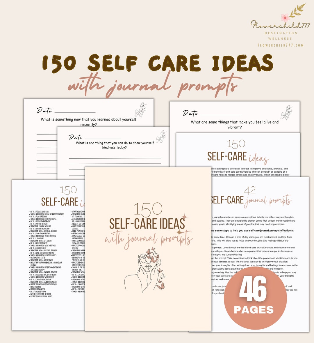 150 Self Care Ideas, Journal Prompts, Self Care Checklist, 30 Day ...