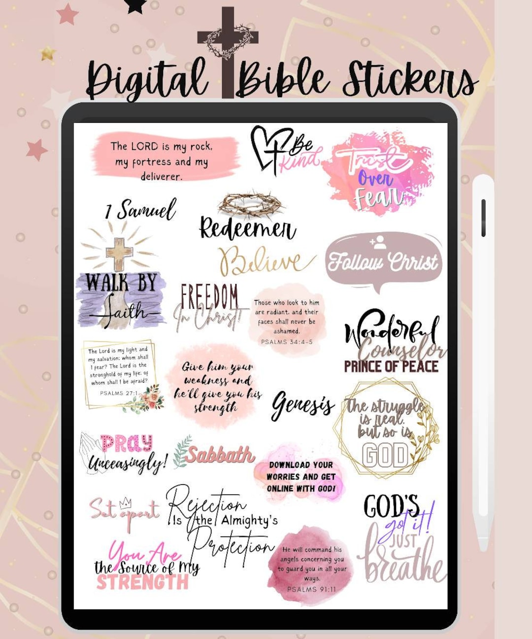 Religious Digital Devotional Stickers, Faith Bible Verse, Scripture ...