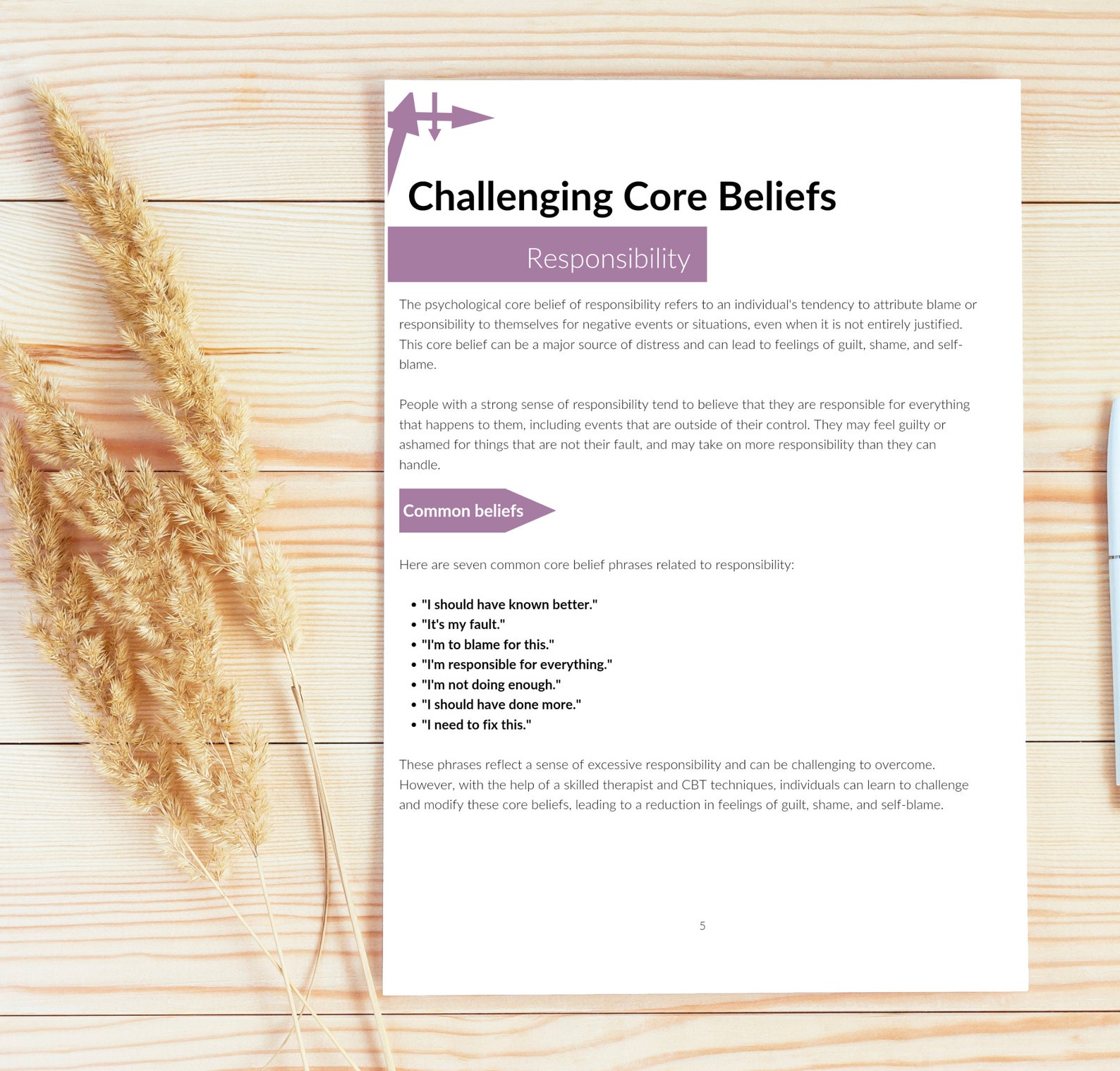 Printable Core Beliefs Worksheet Pdf CBT List of Core Beliefs Cbt Pdf ...