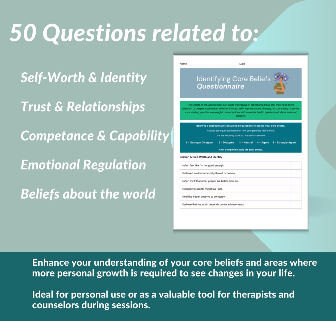 Core Beliefs Worksheet Pdf, Identifying Core Beliefs Questionnaire ...