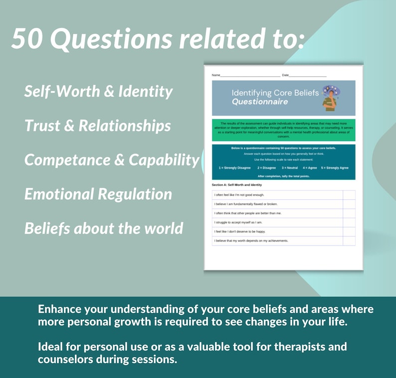 Core Beliefs Worksheet Pdf, Identifying Core Beliefs Questionnaire ...