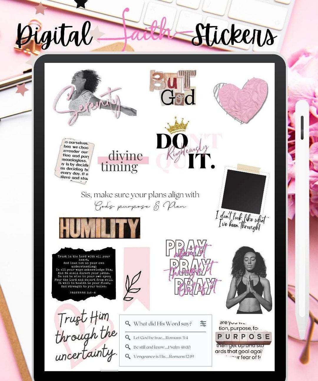 Faith Digital Stickers, Christian Stickers, Bible Verse Planner ...