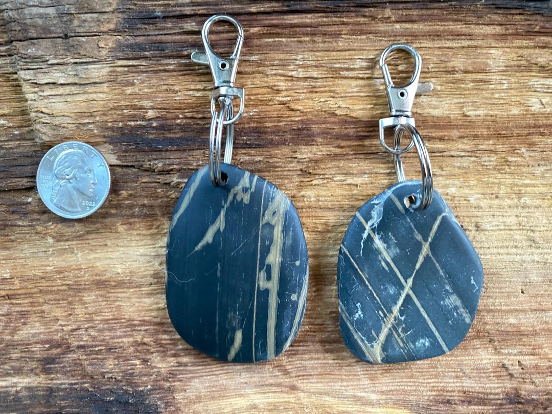 2 Pc Natural Stone Keychain From Montana. Stones Are Approximately 1.5 ...