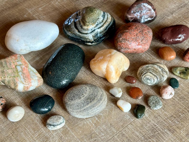 25 Large Natural River Stones 1.5”–7” Smooth Rocks Earthy Decorative ...