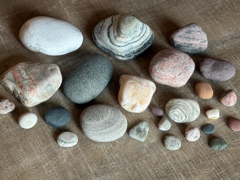 25 Large Natural River Stones 1.5”–7” Smooth Rocks Earthy Decorative ...