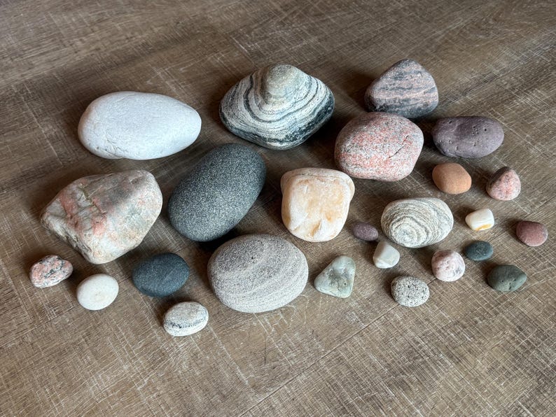 25 Large Natural River Stones 1.5”–7” Smooth Rocks Earthy Decorative ...