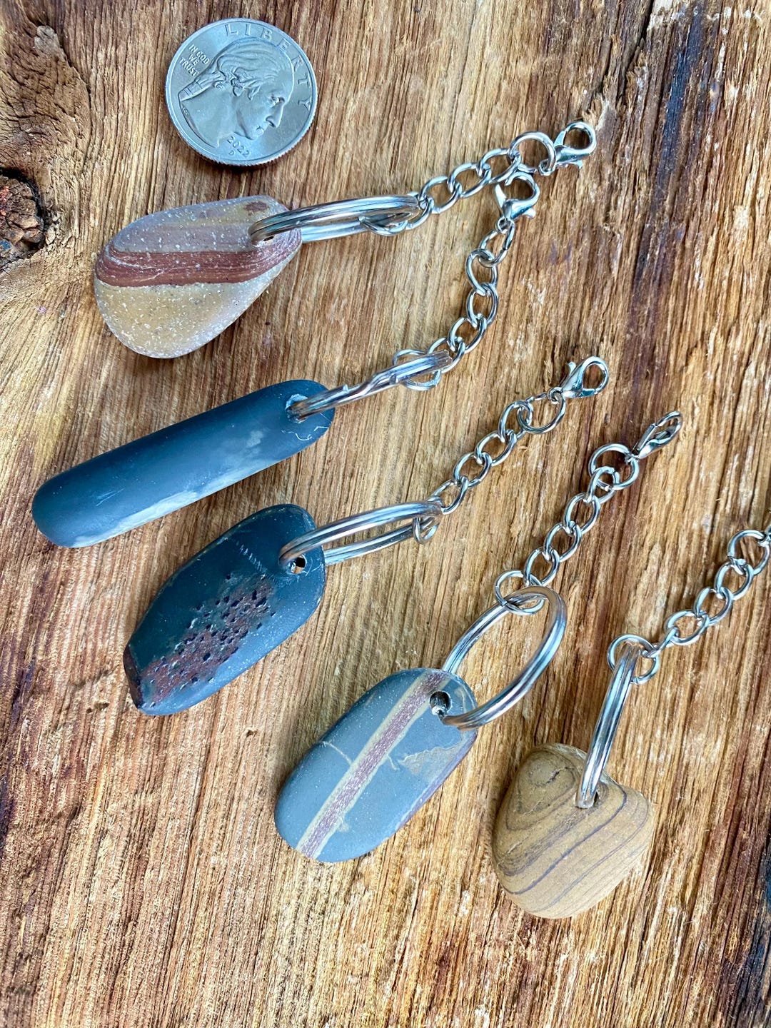 Natural 5 Stone Keychains From Montana. Stone is Approximately 1-2 ...