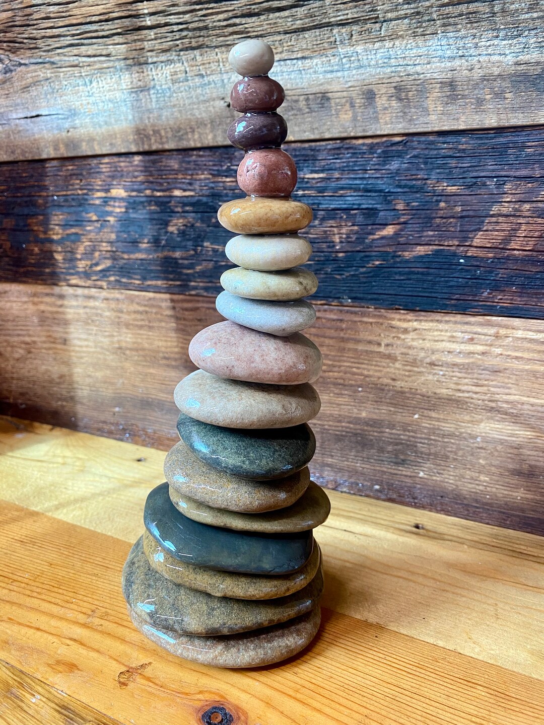 17 Flat and Almost Round 1-3.5 Natural Beach Stones on a Wire Pebbles ...