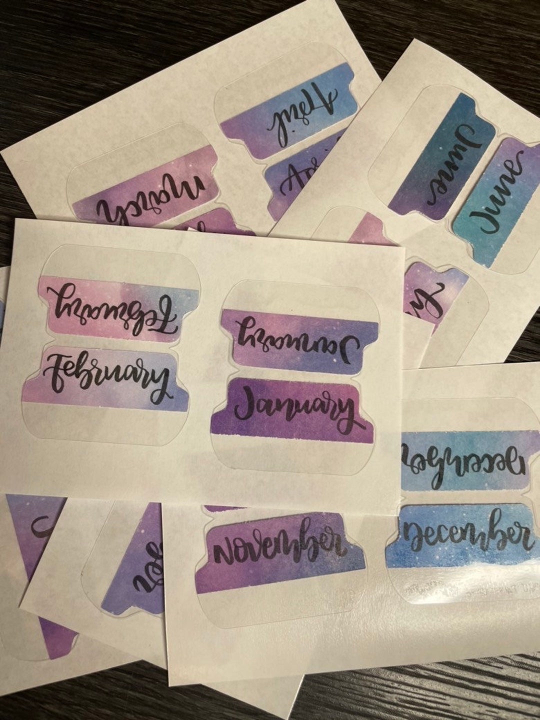 12 Month Tabs Galaxy Pattern Blue Purple Pink Galactic Pattern Hand ...