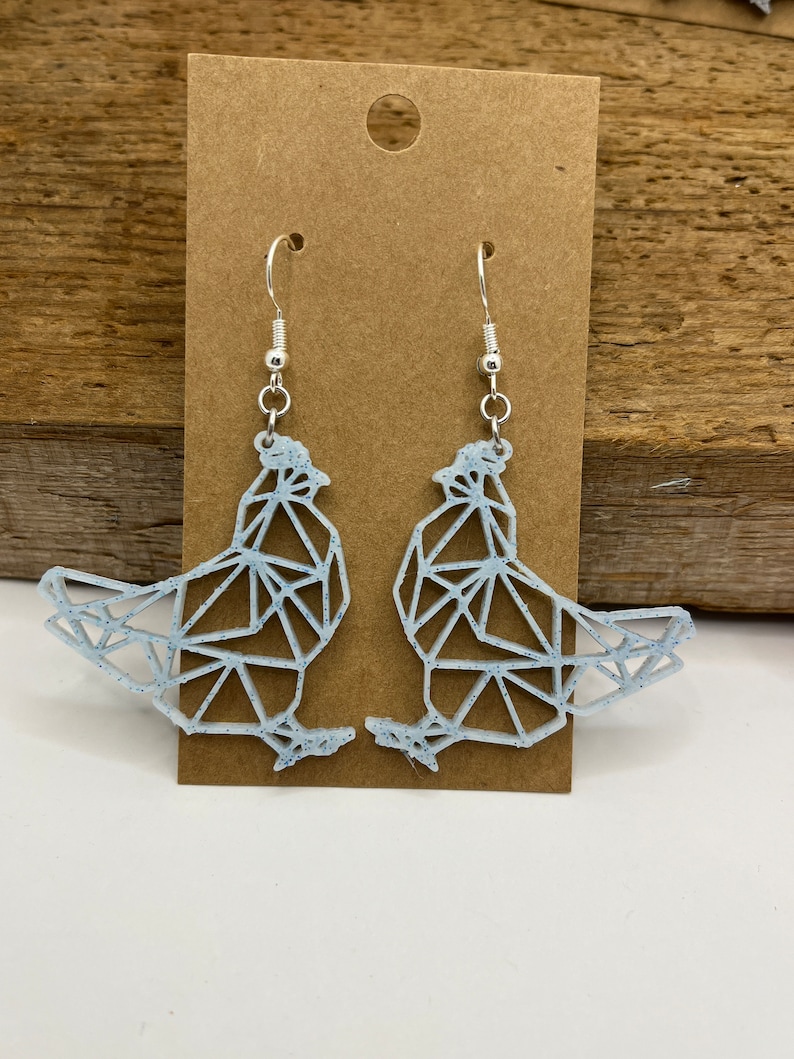 Geometric Chicken Design Dangle Earrings Custom 3D Printed. - Etsy