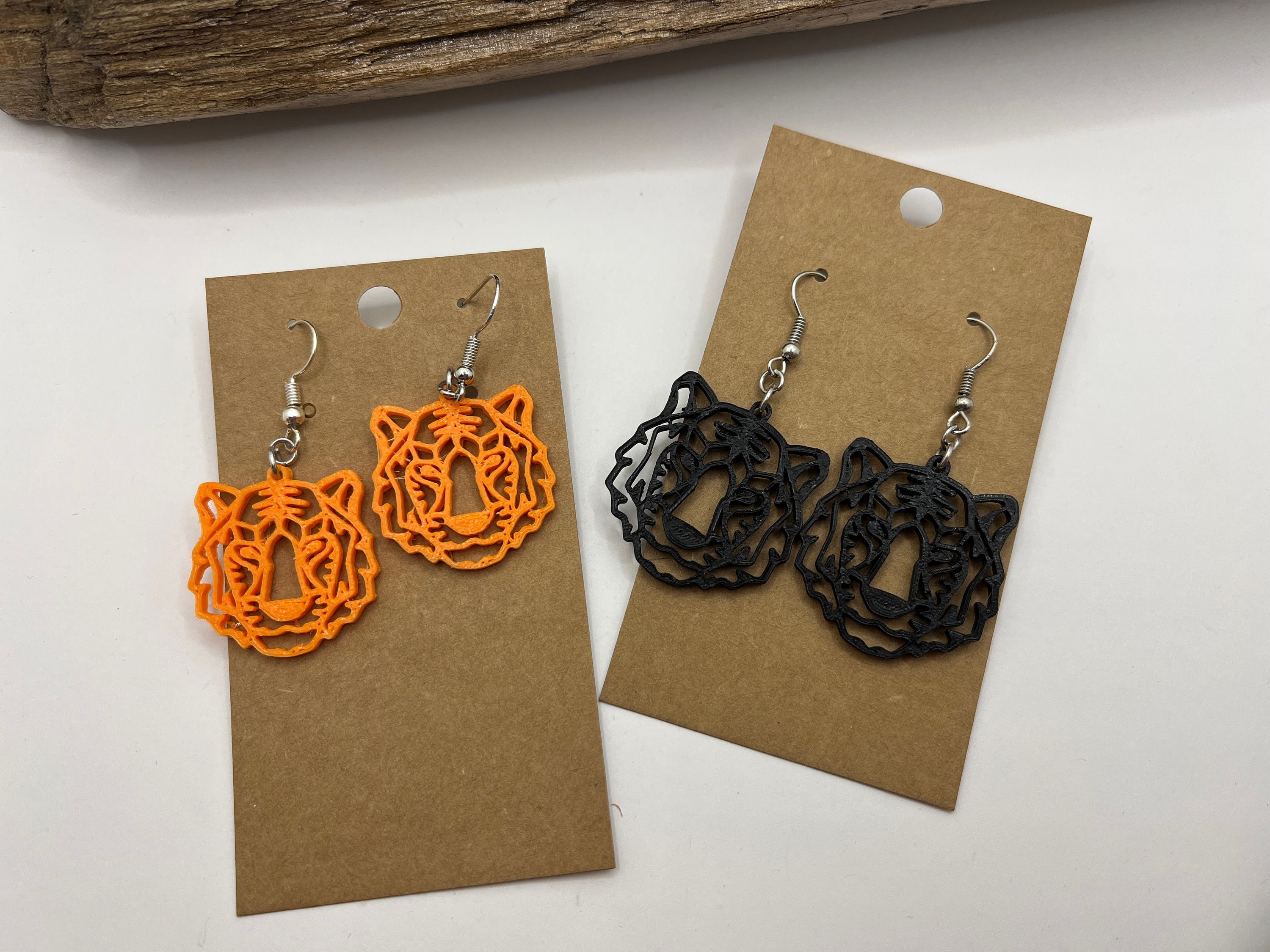 Bengal Tiger Dangle Earrings 3D Printed in Cincinnati Bengals - Etsy