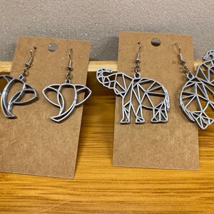 Elephant Dangle Earrings - Choose Design & Color - Custom 3D Printed ...