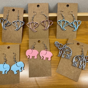 Elephant Dangle Earrings - Choose Design & Color - Custom 3D Printed ...