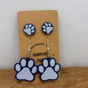 Animal Paw Print Dangle & Stud Earring Set Fun, Flirty Choose School or ...