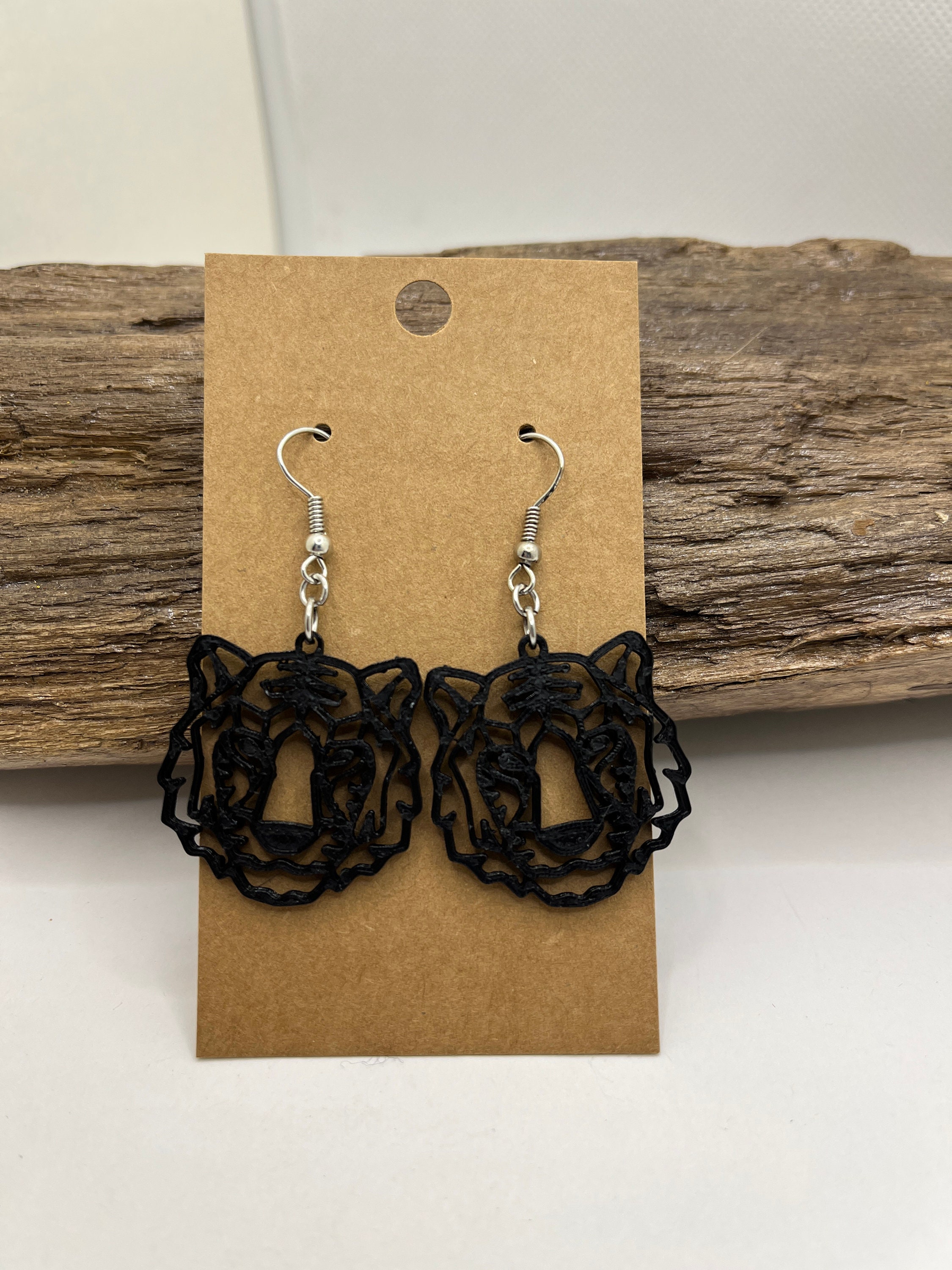 Bengal Tiger Dangle Earrings 3D Printed in Cincinnati Bengals - Etsy