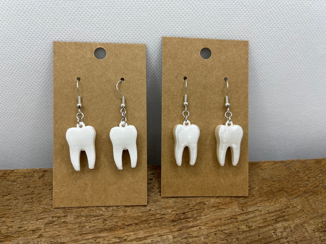 Dental Tooth Dangle Earrings Custom 3D Printed Fun Lightweight! Lots of ...