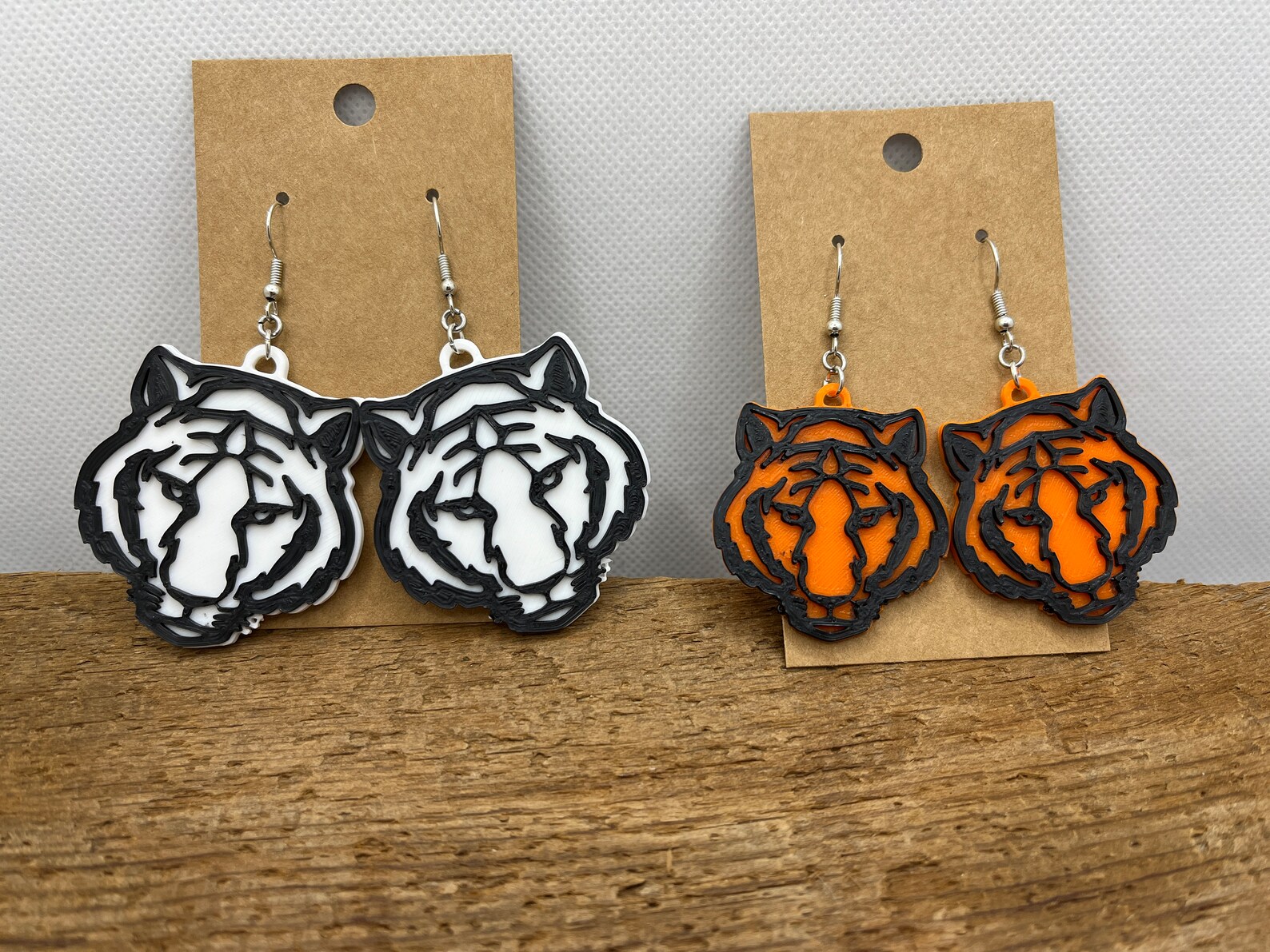 Bengal Tiger Dangle Earrings 3D Printed in Cincinnati Bengals Orange or ...