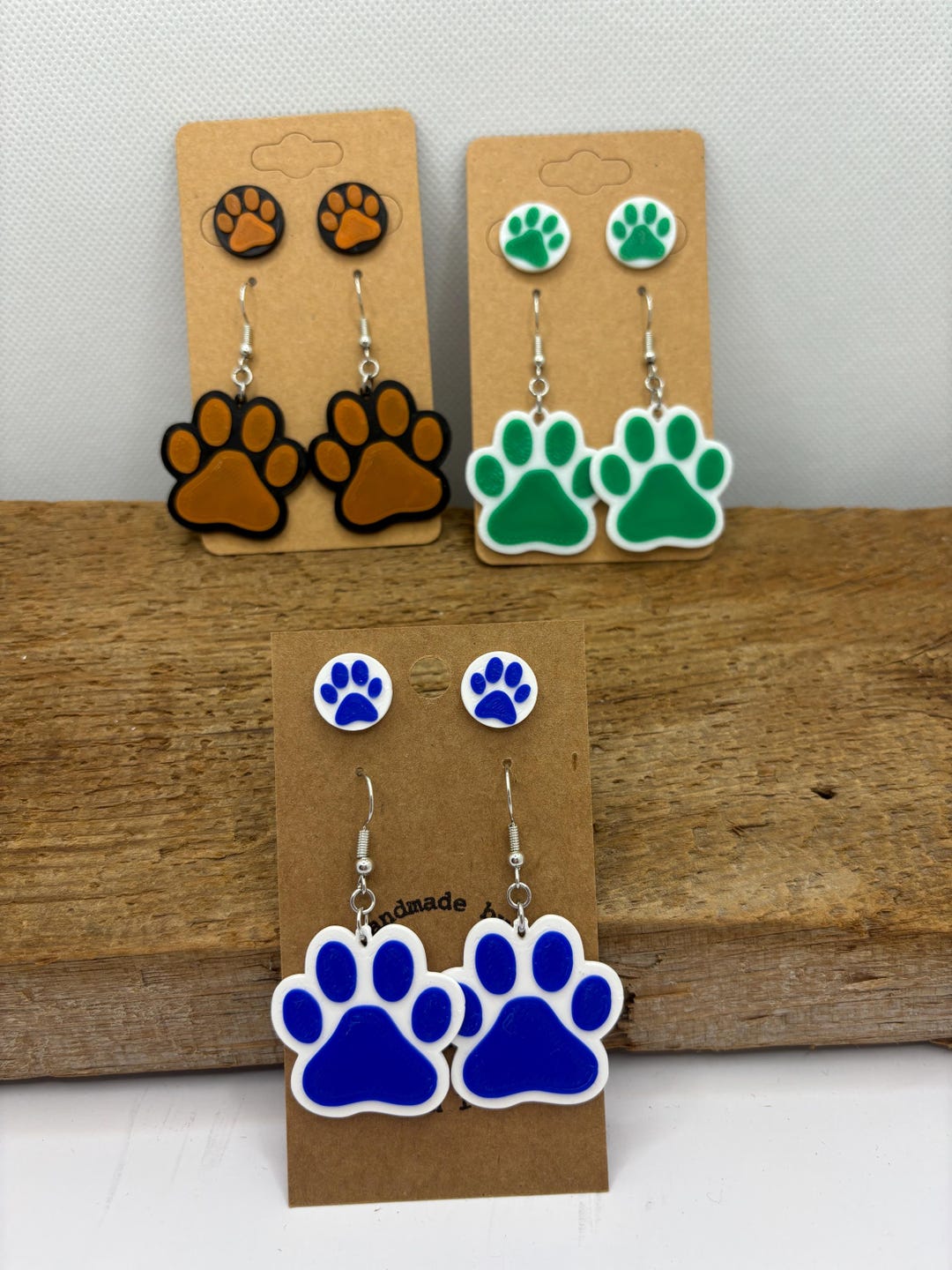 Animal Paw Print Dangle & Stud Earring Set Fun, Flirty Choose School or ...