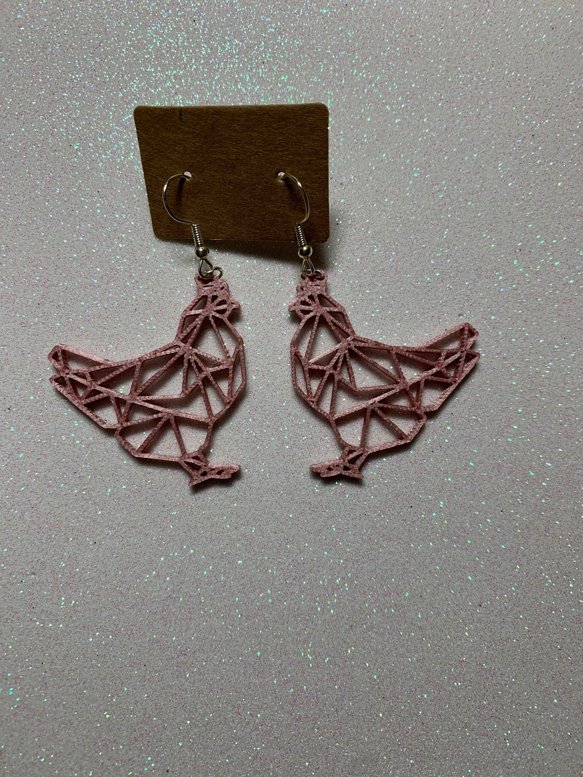 Geometric Chicken Design Dangle Earrings Custom 3D Printed. - Etsy
