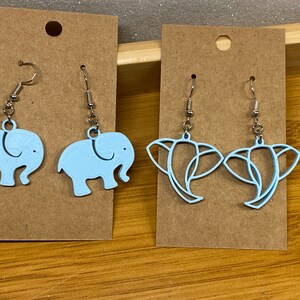 Elephant Dangle Earrings - Choose Design & Color - Custom 3D Printed ...
