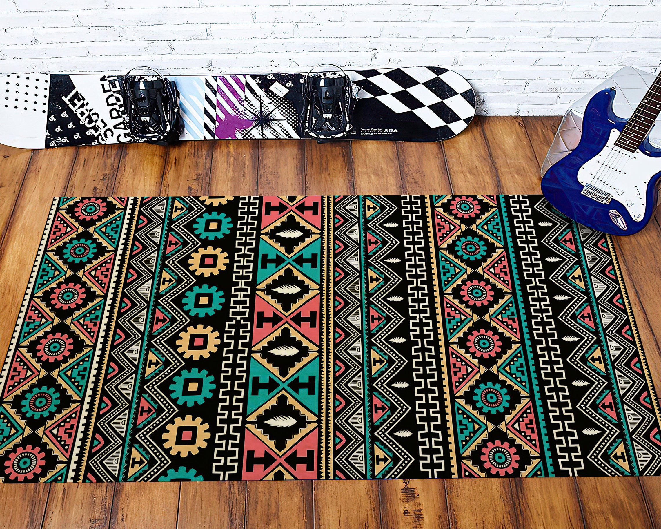 Aztec Rug Modern Geometric Aztec Carpet Home Décor Office | Etsy