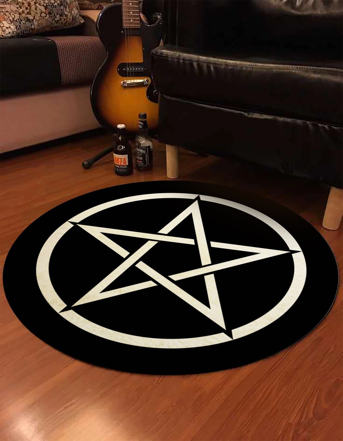 Pentacle Symbol Rug Pentagram Patterned Round Carpet Satan | Etsy