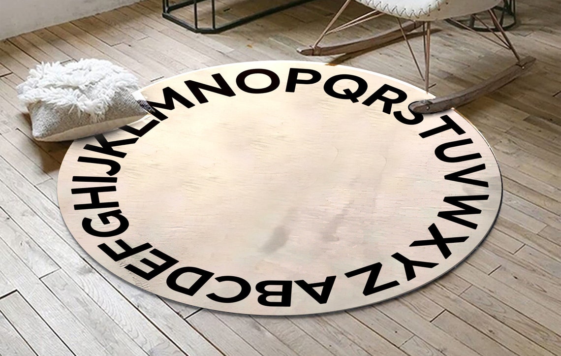 Round ABC Alphabet Rug Educational Kids Room Carpet Nursery | Etsy