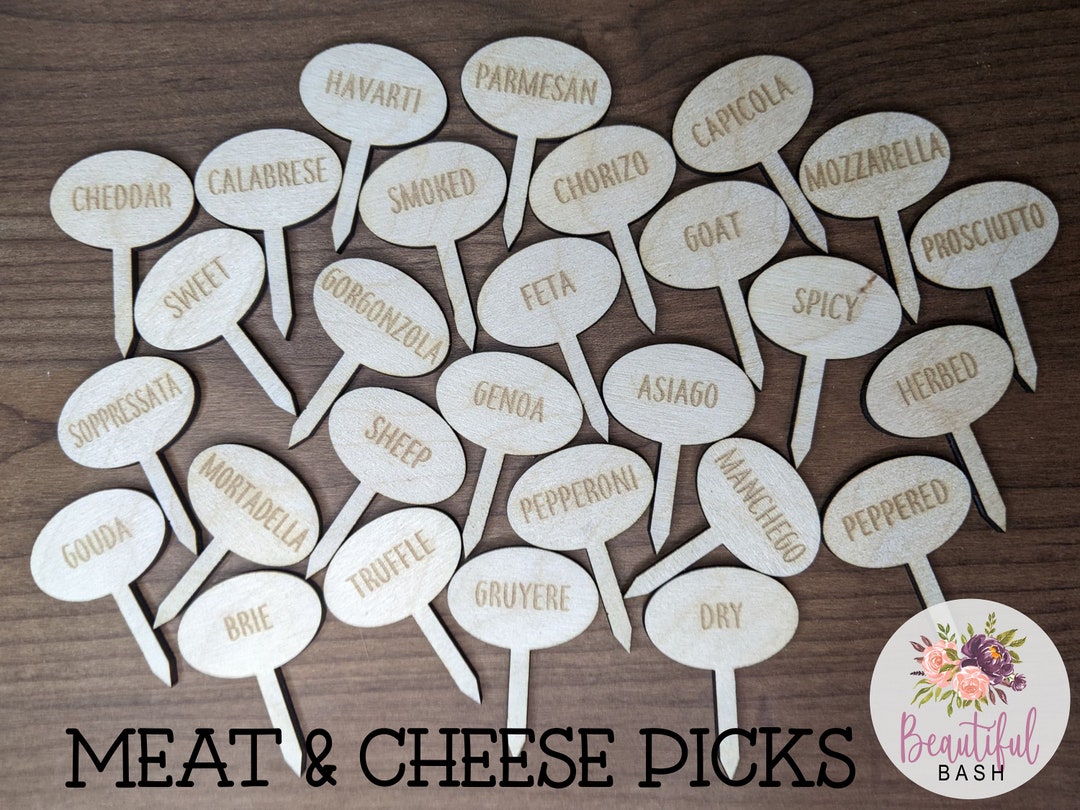 Wooden Laser Engraved Charcuterie Picks Meat & Cheese Labels Food Tags ...