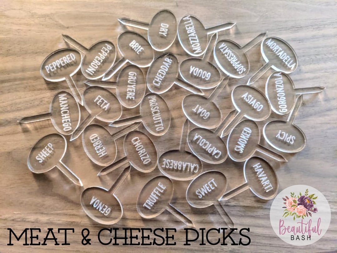 Acrylic Laser Engraved Charcuterie Picks Meat & Cheese Labels Food Tags ...