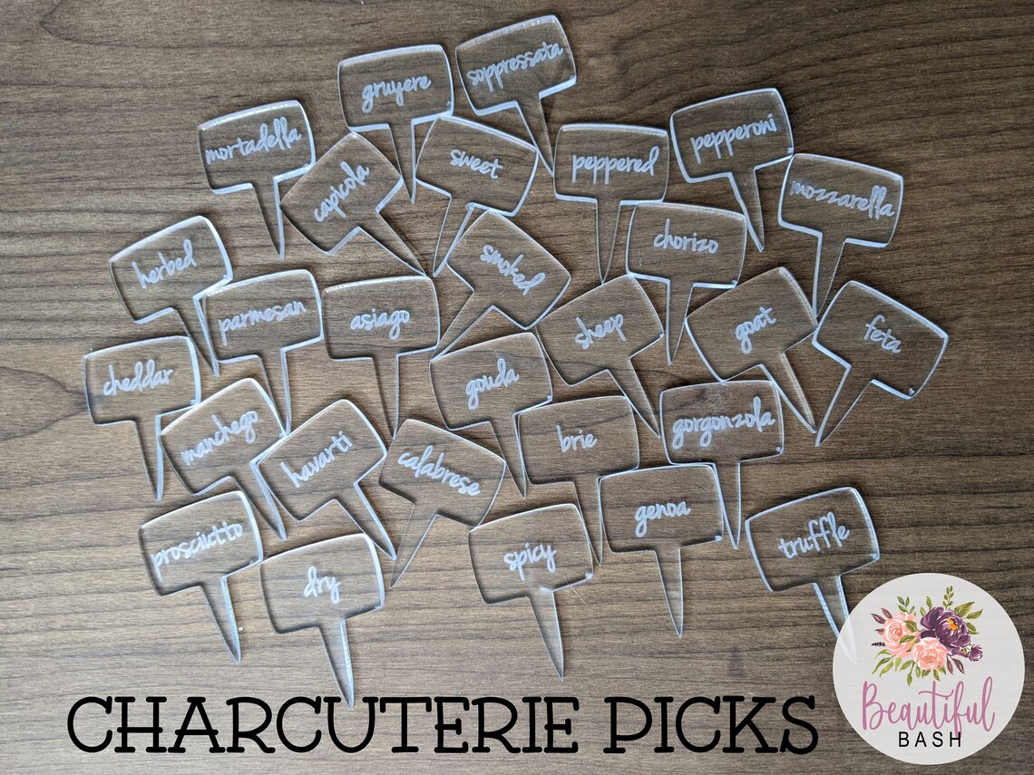 Minimalist Wooden Charcuterie Picks Laser Engraved Meat & | Etsy