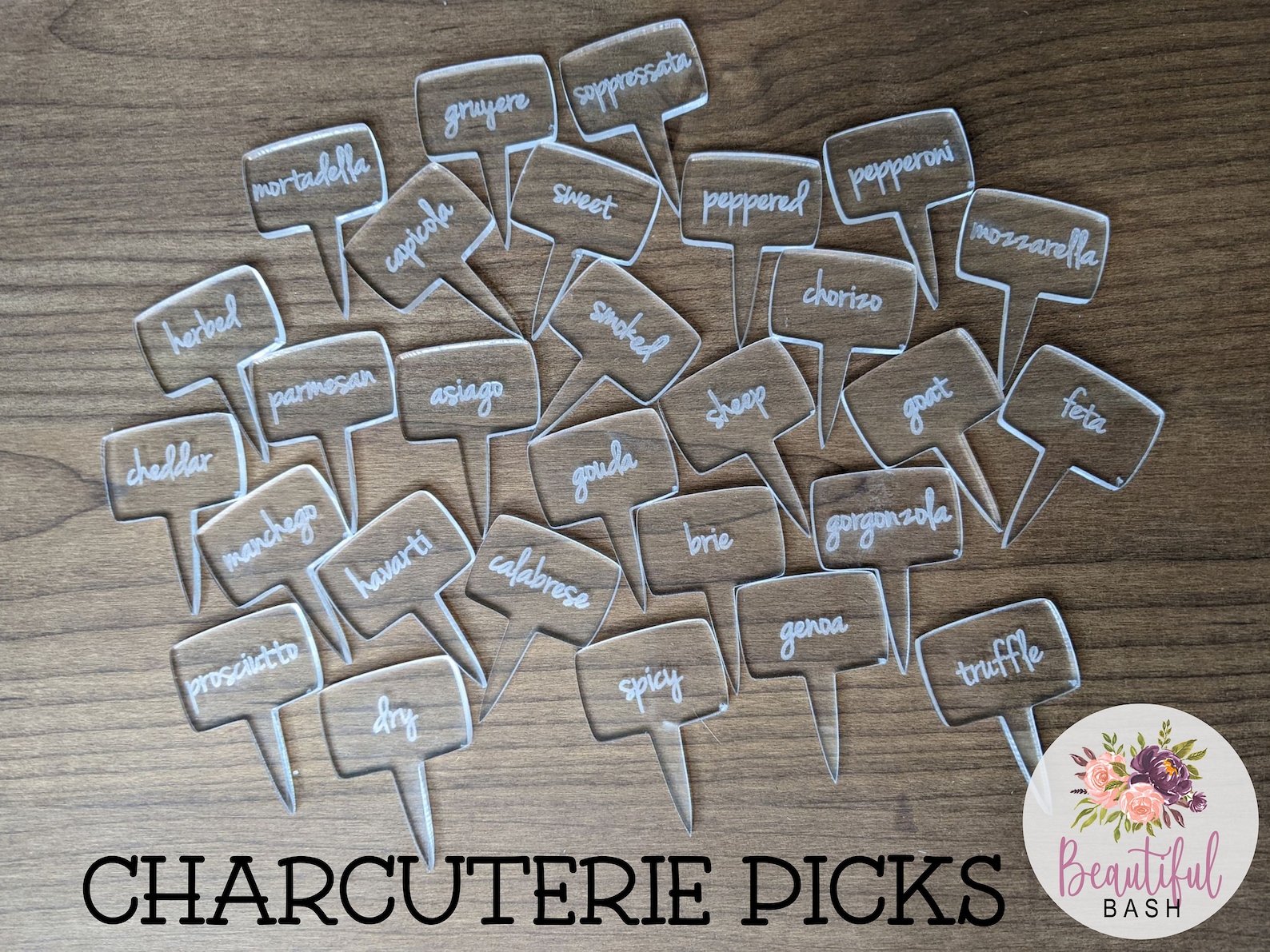 Minimalist Wooden Charcuterie Picks Laser Engraved Meat & | Etsy